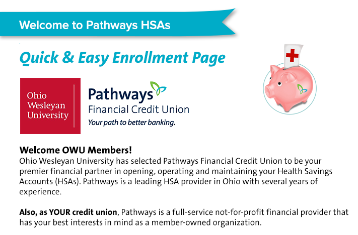 Ohio Wesleyan HSA Enrollment Page - Pathways Financial Credit Union
